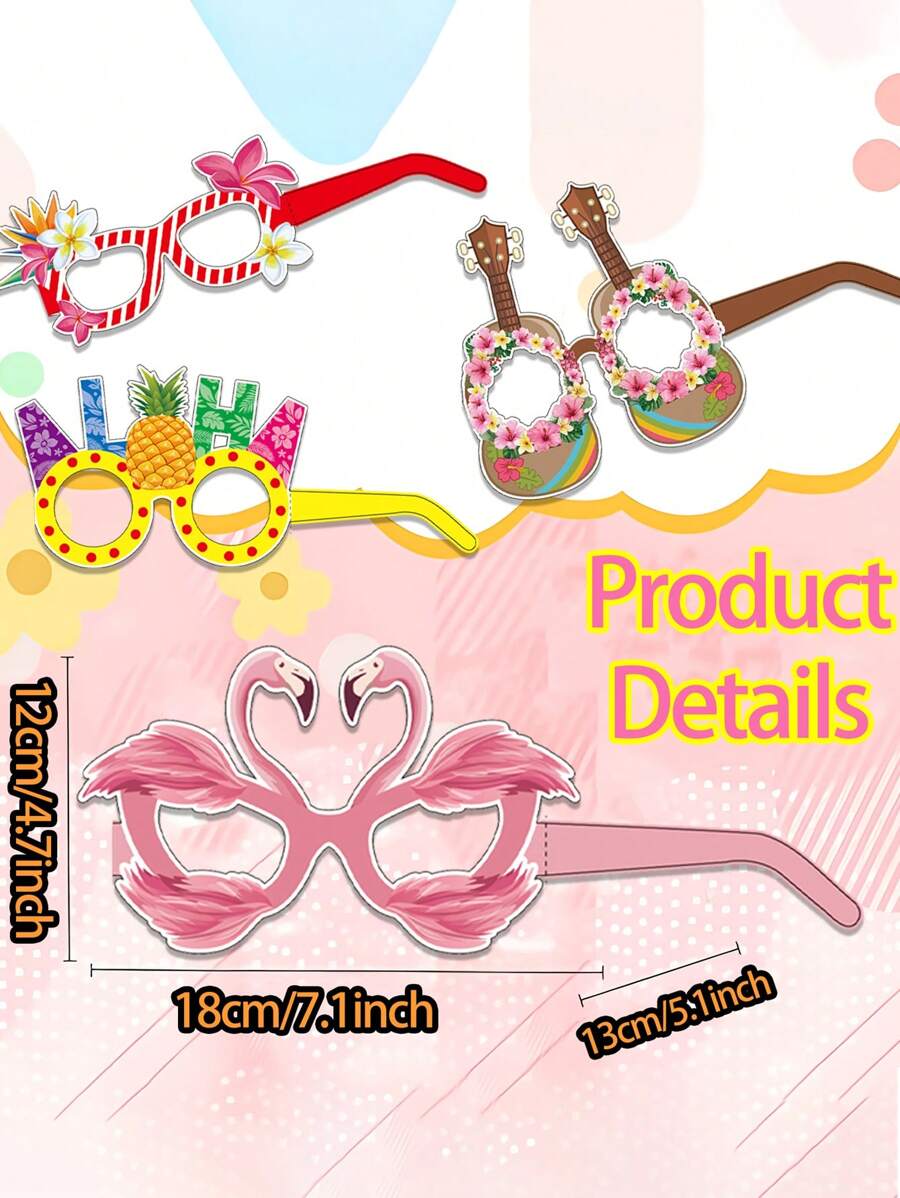 16pcs-Party Glasses Hawaiian Funny Sun Glasses Paper Eyeglass Frame ...