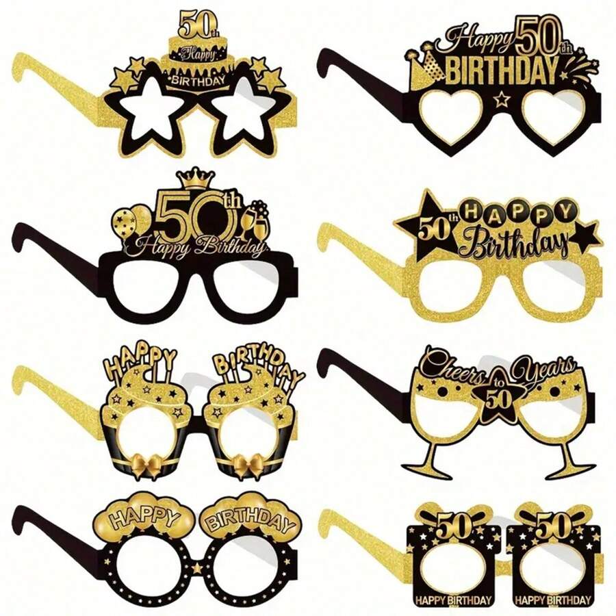 Black Golden Paper Eyeglasses Happy 40th 50th 60th Birthday Party ...