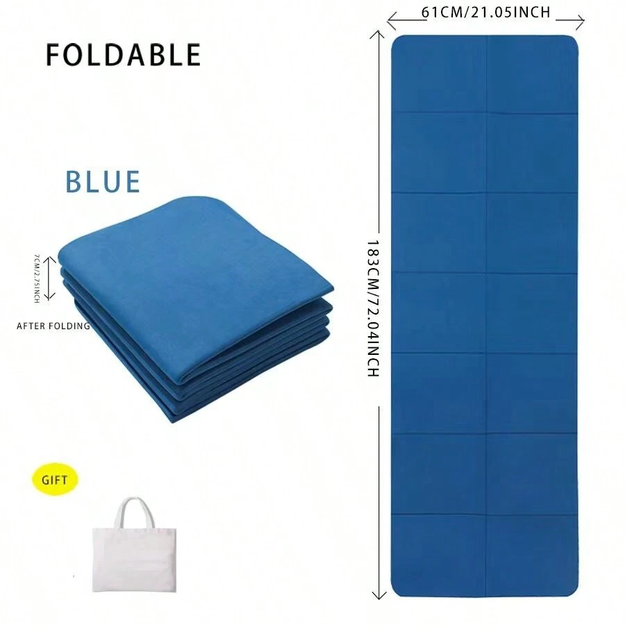 Tapis de yoga pliable TPE de couleur unie simple avec motif de grille ...