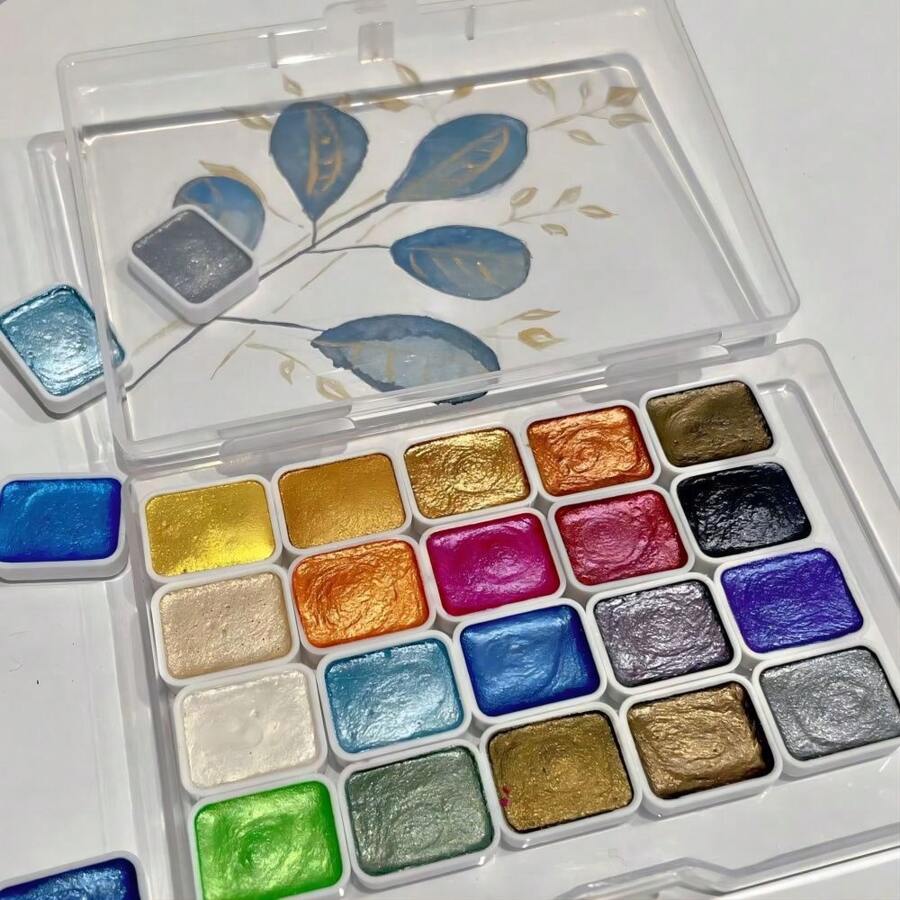 20 Colors Faux Pearl Luster Solid Watercolors Pigment Watercolor ...