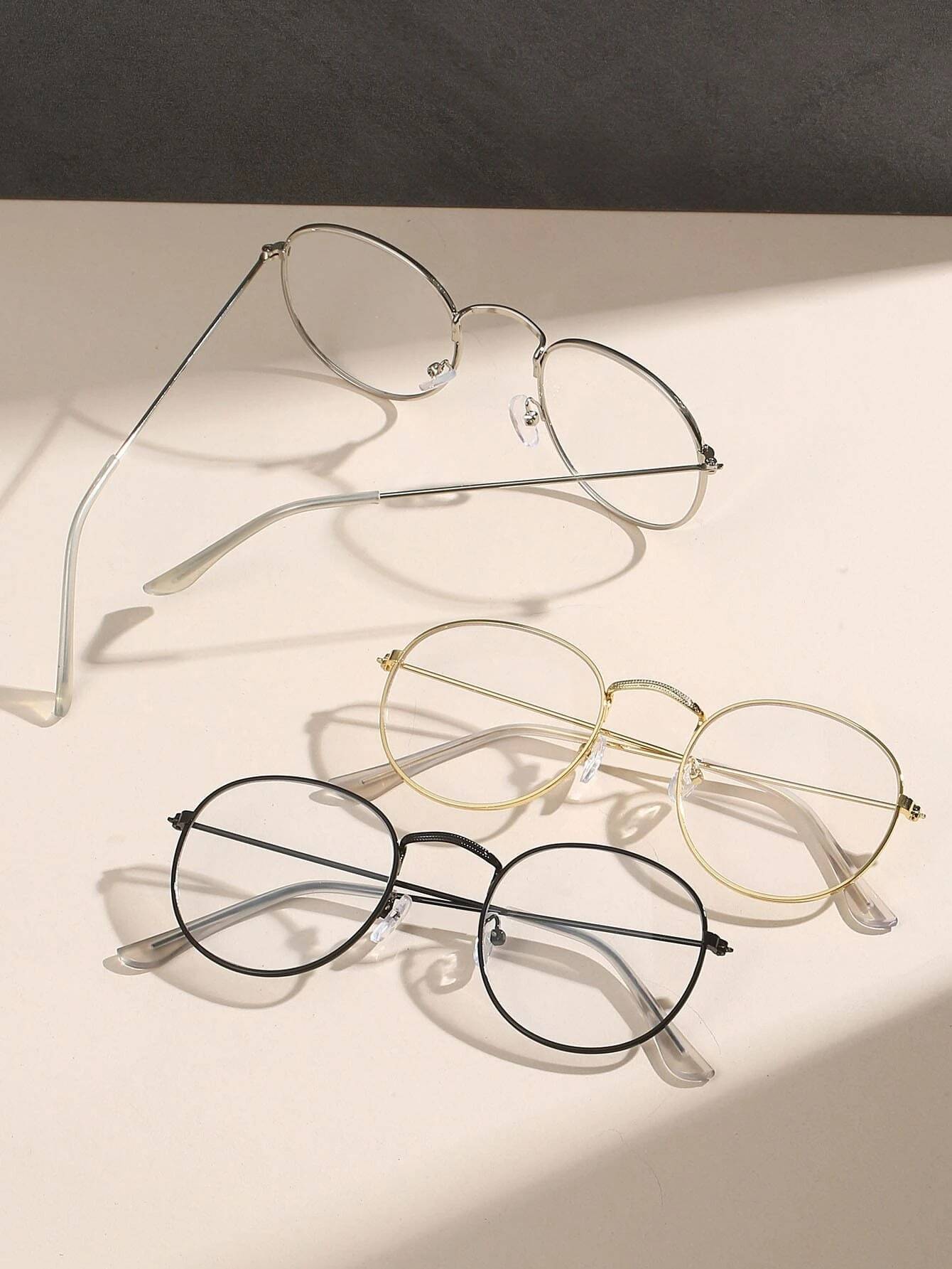 3pcs Metal Round Framed Glasses,Retro Round Frame Eyeglasses For ...