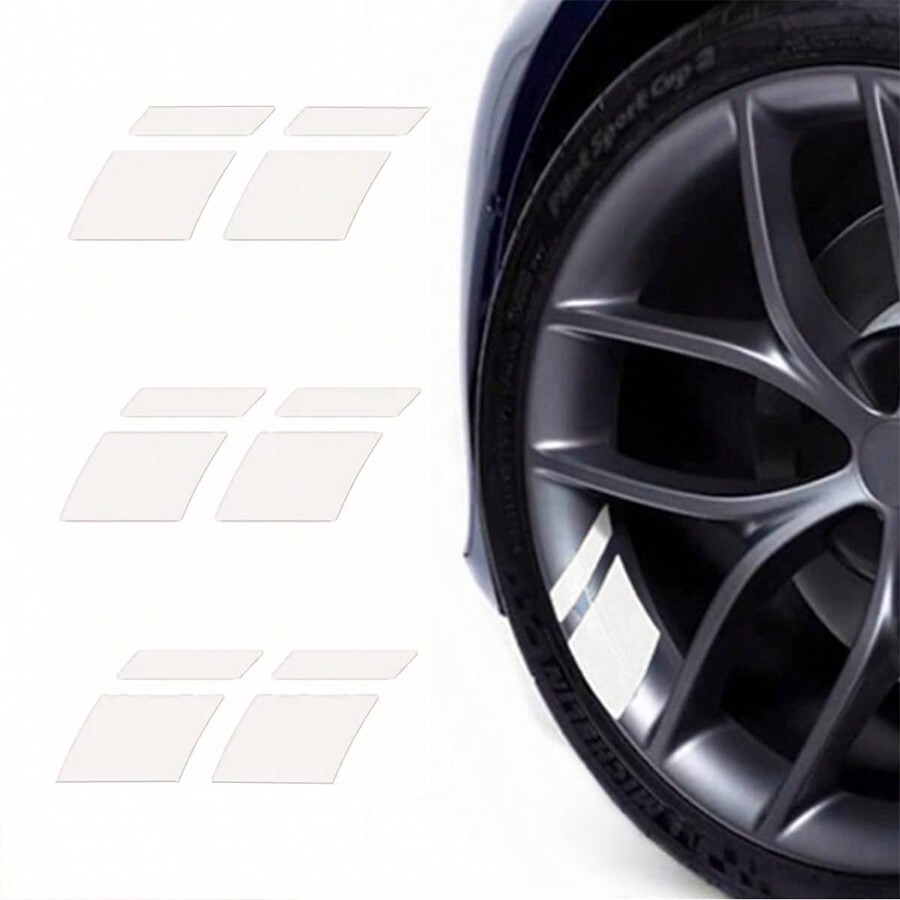 6Pcs Universal Car Wheel Rim Vinyl Stickers, Reflective Hash Mark ...