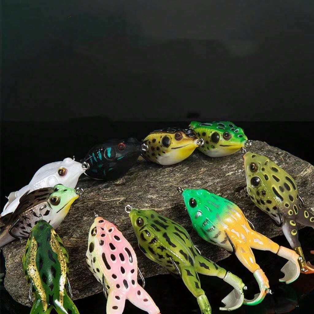 Fishing Lures Set, Topwater Frog Lure Soft Fishing Bait With Tackle Box ...