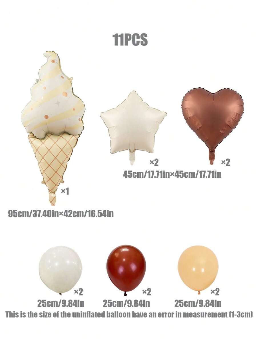 11pcs Ice Cream Themed Balloon Set, Frosted Aluminum Film Balloons 18 ...
