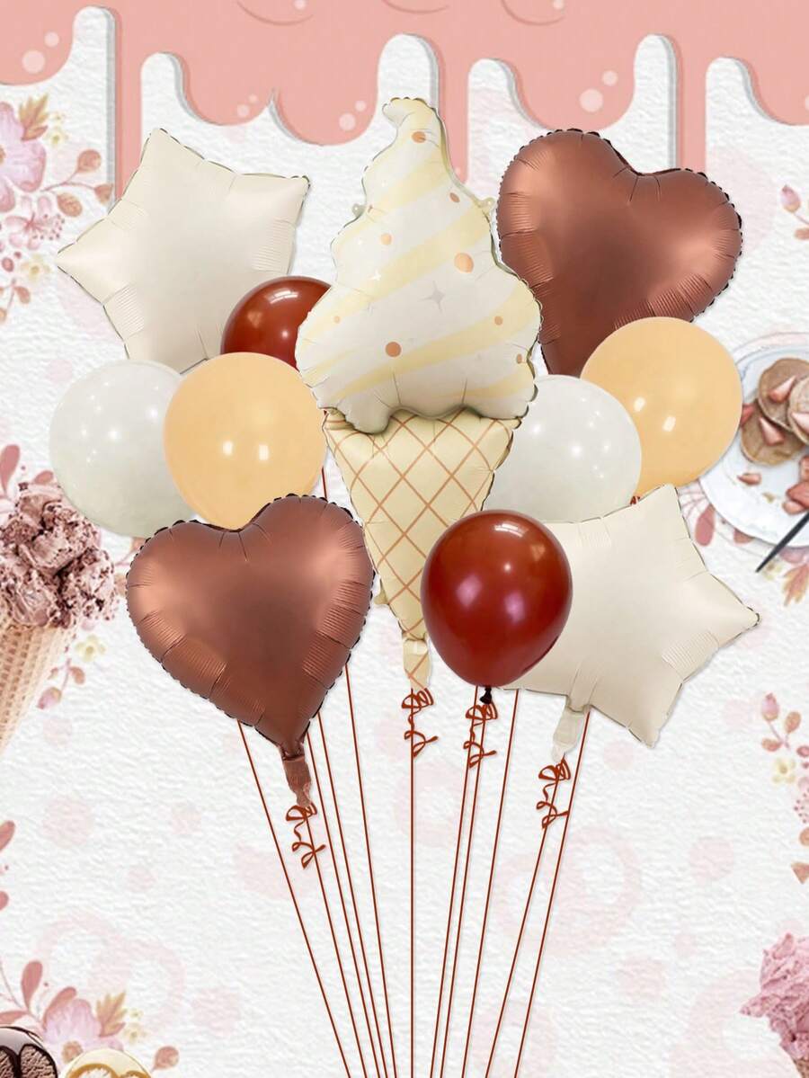 11pcs Ice Cream Themed Balloon Set, Frosted Aluminum Film Balloons 18 ...