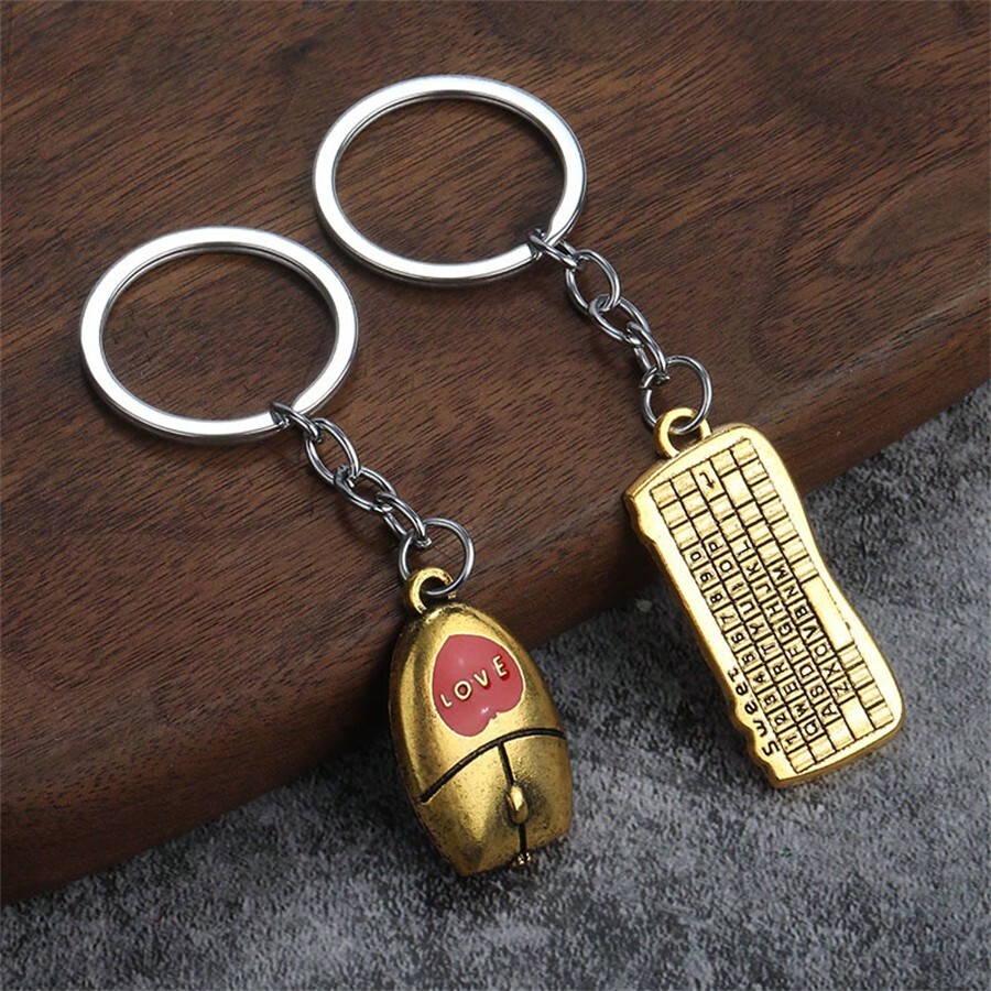 2pcs Mouse And Keyboard Couple Keychains, Personalized Metal Key Rings ...