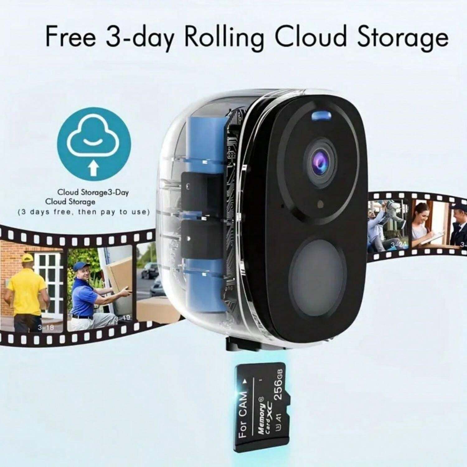 Black 2K 3MP Wireless Solar Powered Security Camera - Outdoor Wireless ...