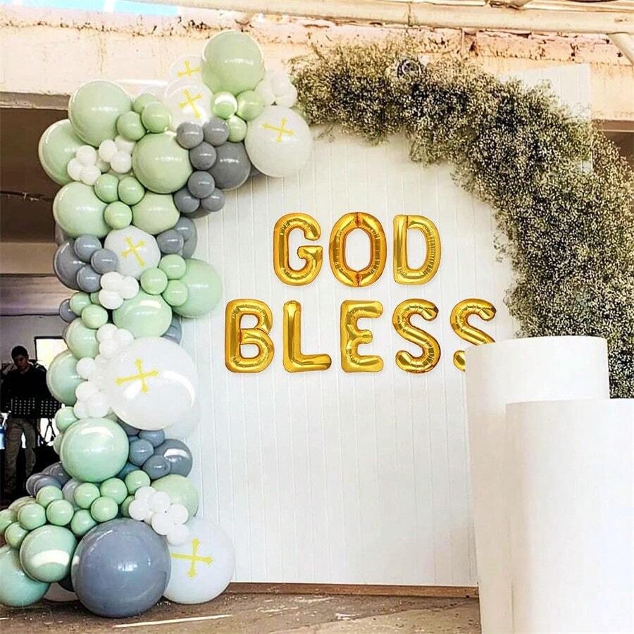 16-Inch God Bless Aluminum Foil Balloon Set, God Bless Cross Balloon ...