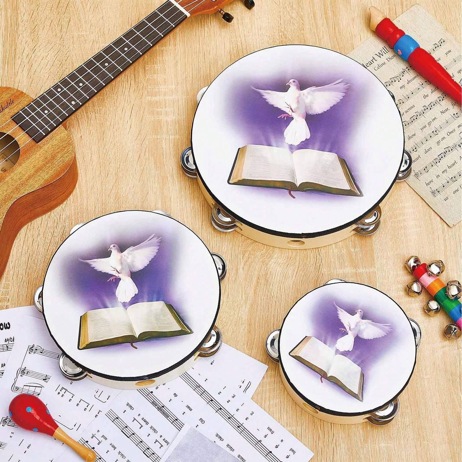 1 pieza Pandereta de mano de 6/8/10 pulgadas, instrumento de percusión ...