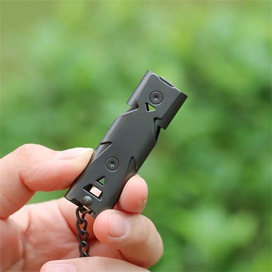 Double-Tube Outdoor Survival Whistle, Stainless Steel Emergency Whistle ...