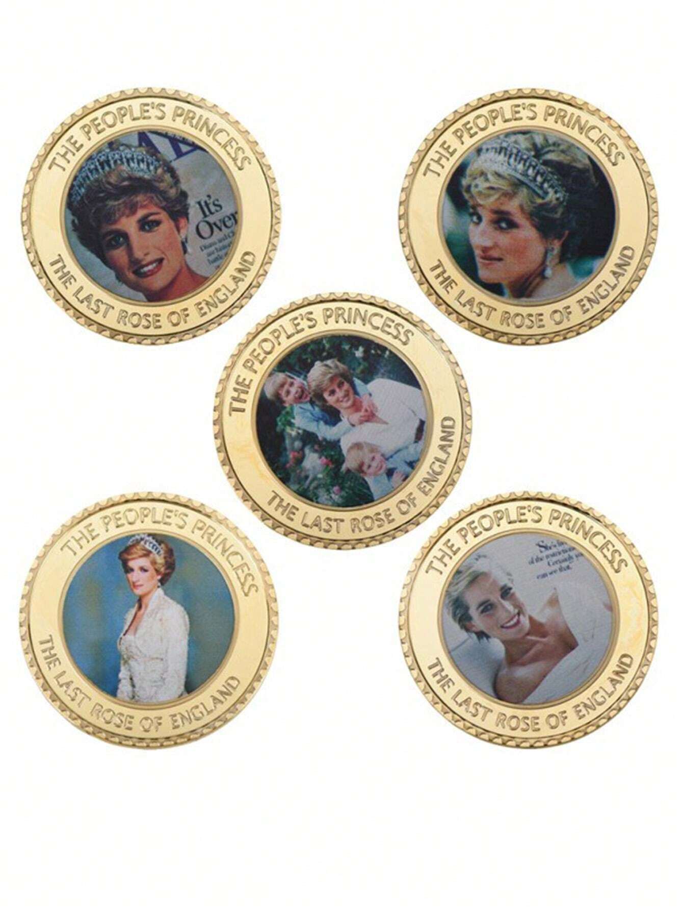 1 Set Diana Princess Of Wales Gold Plated Commemorative Coins Set In ...