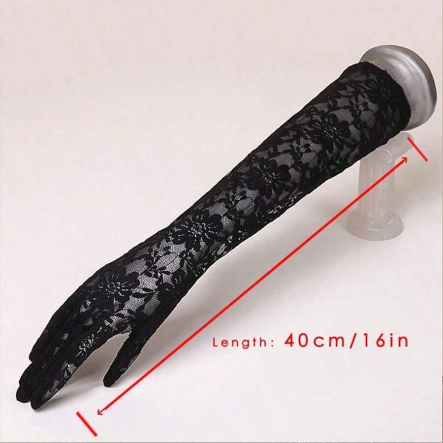 Black Bridal Lace Gloves, Long Sleeves And Thin Sleeves, Props And Accessories For Lolita Photo ...