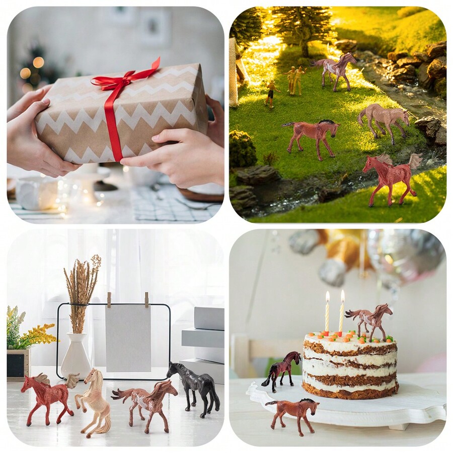 12 Miniature Pony Show Models, Miniature Horses Toys, Plastic ...