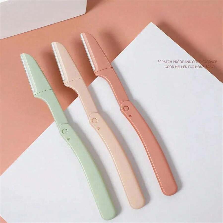 3pcs/Set Stainless Steel Foldable Eyebrow Razor With Safety Cover And ...