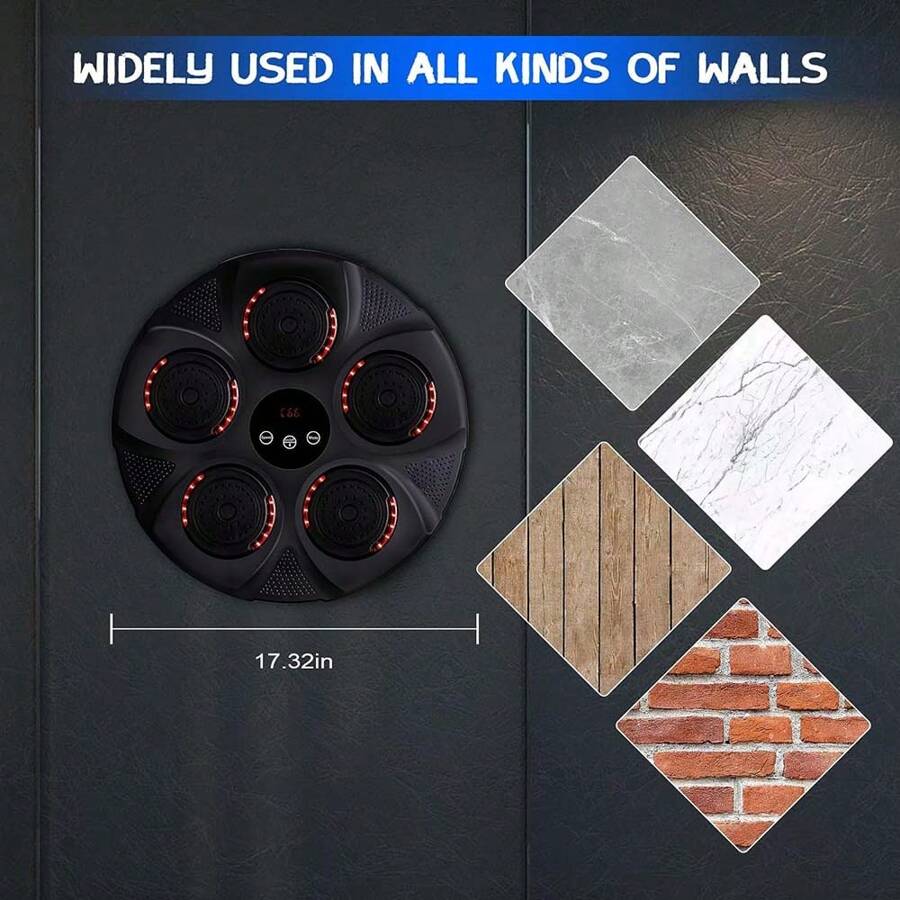 Smart Bluetooth Music Boxing Machine Black, Wall Mounted LED Lighted ...