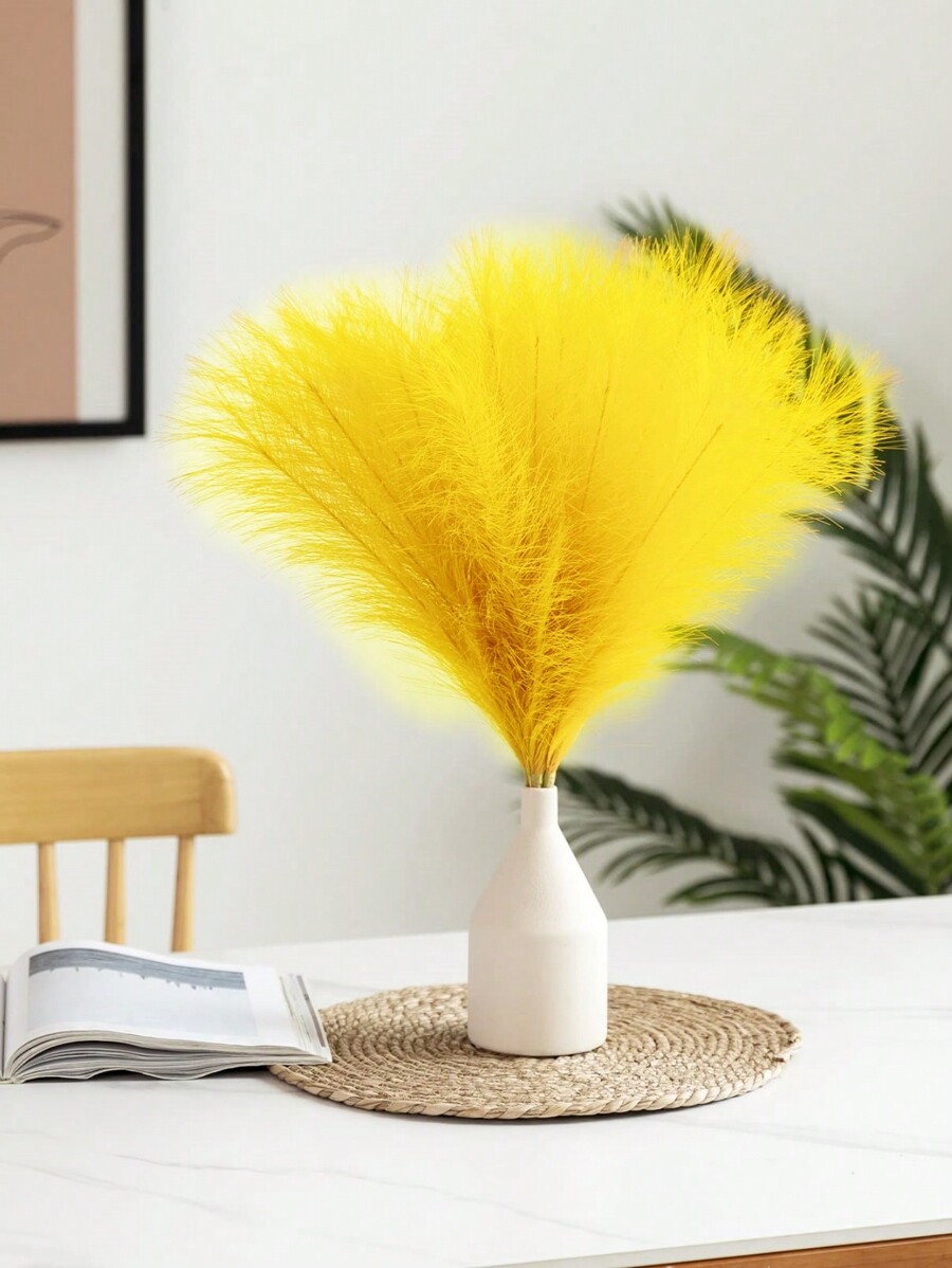 10Pcs/Set Artificial Pampas Grass, Yellow Artificial Plants, Artificial ...