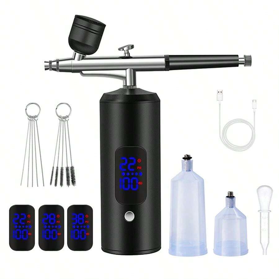 LCD Screen Air Brush Paint Airbrush With Mini Air Compressor Kit Spray ...
