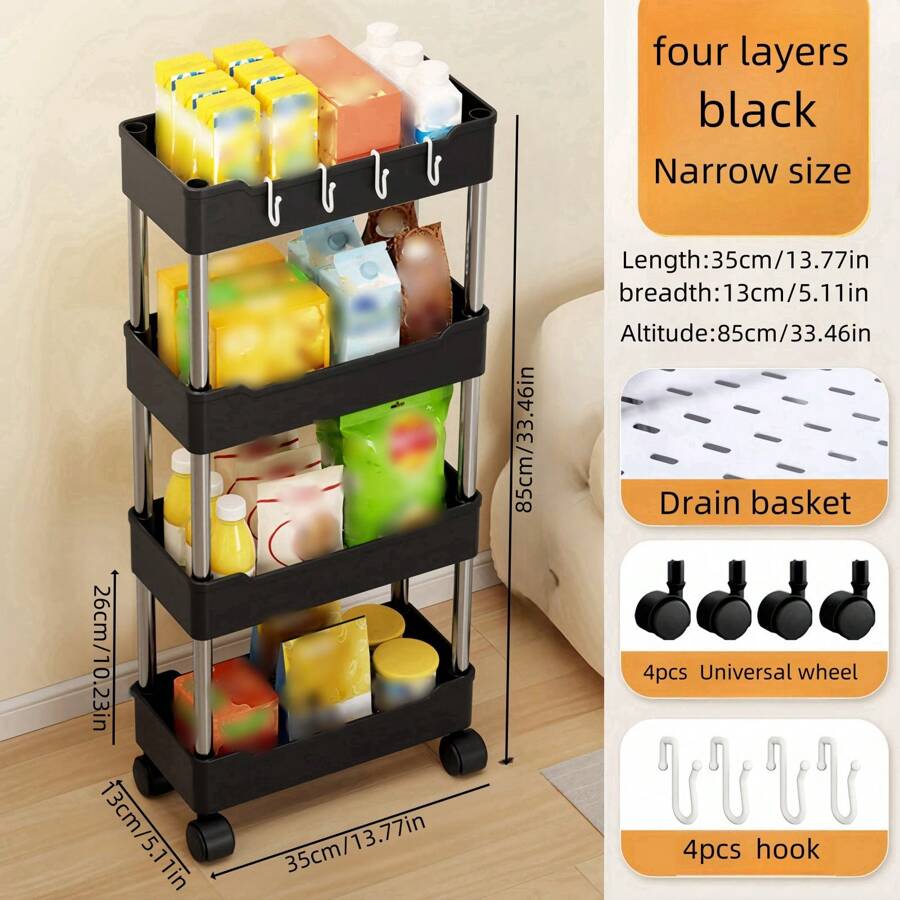 1pc Small Trolley Rack, Floor Storage Rack For Kitchen Living Room ...