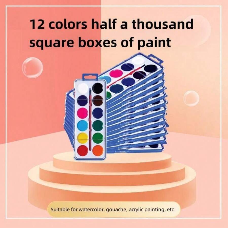 Art Paints 12 Color Large Square Box Semi-Dry Pigment Solid Powder ...