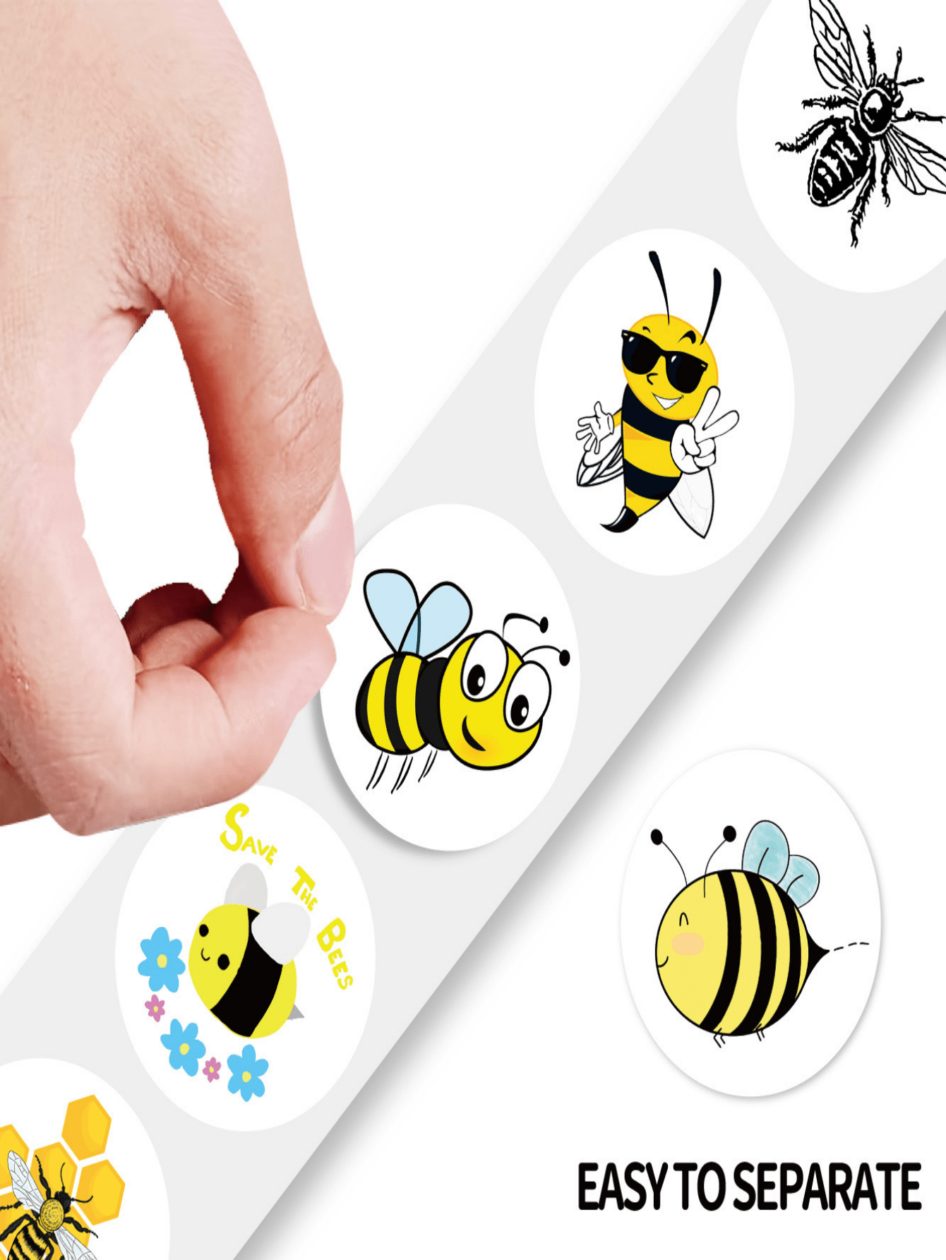 200pcs Cute Cartoon Bee Stickers, Roll Of Bee-Shaped Stickers, Student ...
