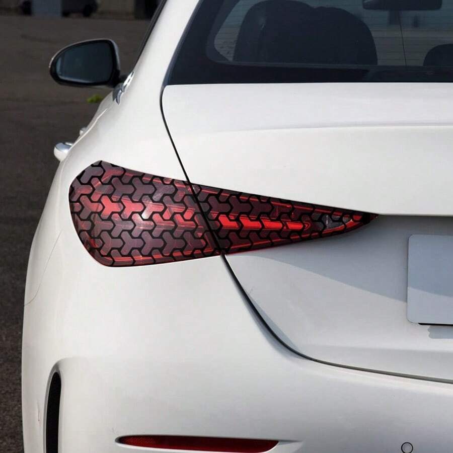 1pc Car Rear Tail Light Honeycomb Gaphic Stickers Vinyl Decals Trim ...