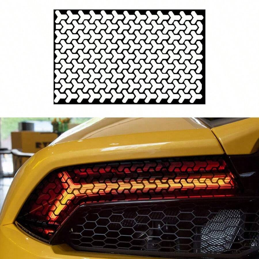 1pc Car Rear Tail Light Honeycomb Gaphic Stickers Vinyl Decals Trim ...
