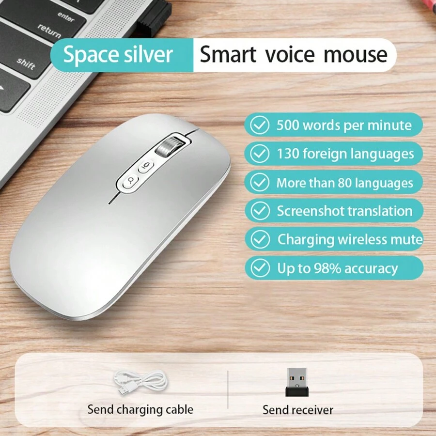 JOMAA JOMAA AI Smart Voice Mouse Speech To Text Mouse Rechargeable 2.4G ...