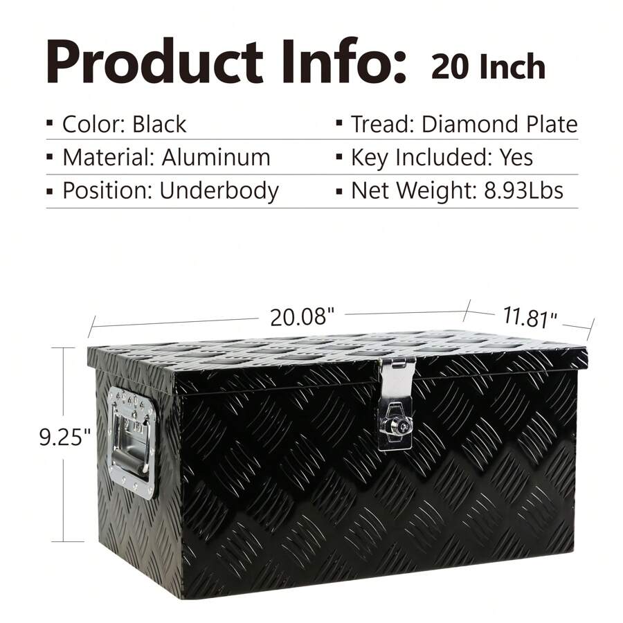 20 Inch Truck Tool Box, Heavy Duty Aluminum Waterproof Trailer Tool Box ...