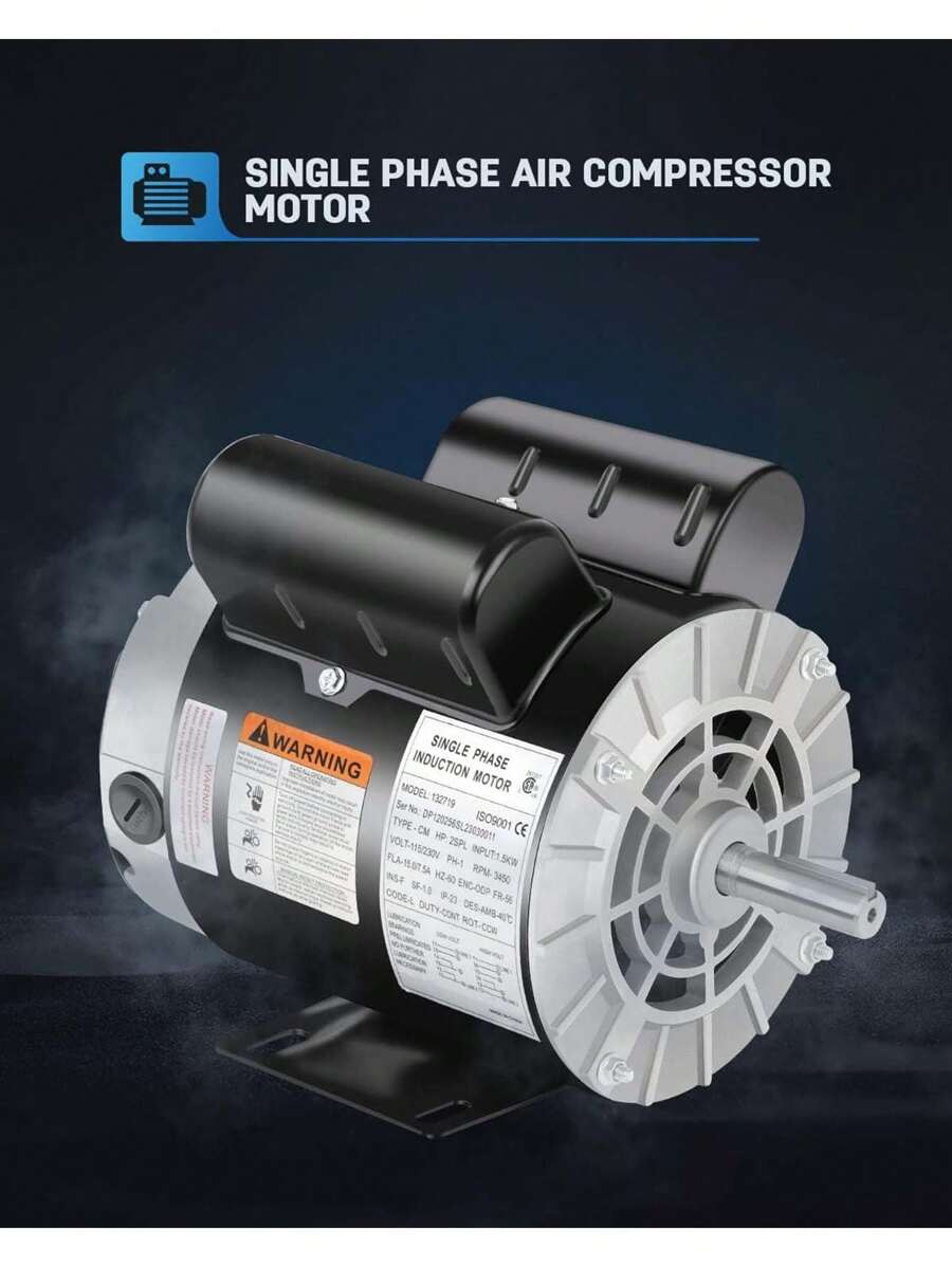 2 HP SPL Air Compressor Motor, Single Phase Electric Motor, 3450 RPM ...