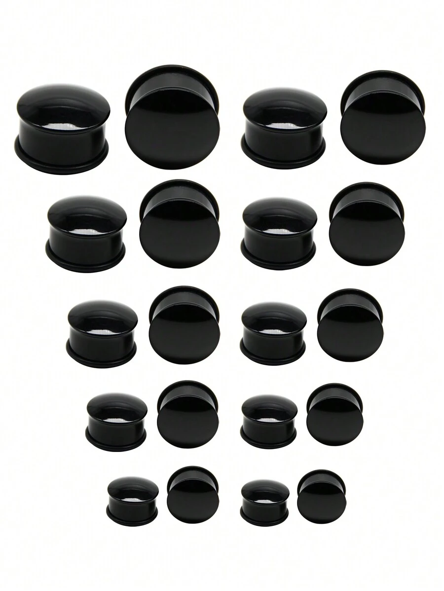 Conjunto de 2 Peças Túneis de Orelha Pretos Plugs Medidores de Orelha ...