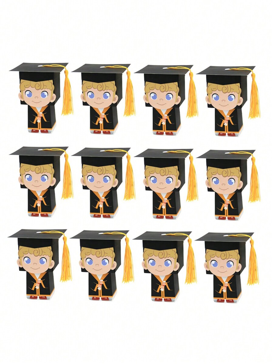12pcs Graduation Cap Shaped Party Favor Boxes, Suitable For Bachelor's ...