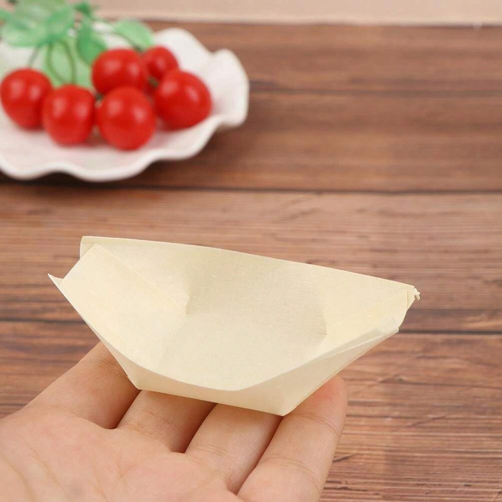 50pcs Disposable Wooden Sushi Boat Tray, Japanese Sashimi Packaging Box ...