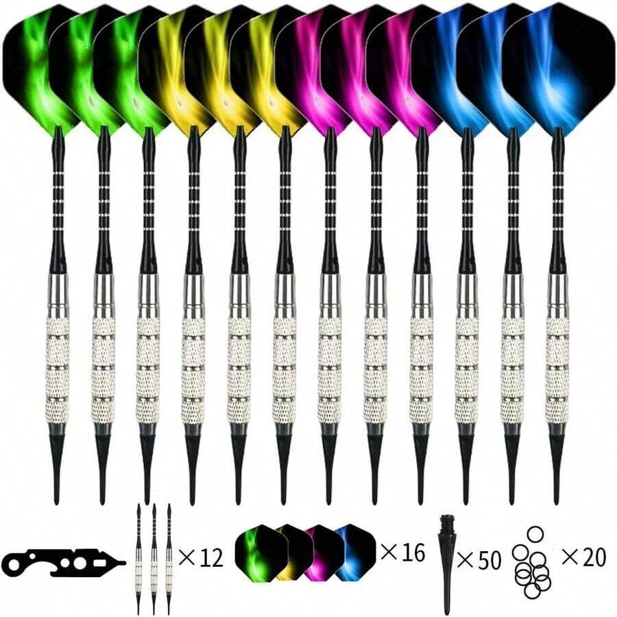 1 Set Of Dart Plastic Tips, 18g Professional Soft Tip Darts, Includes 12 Dart Plastic, 16 Dart ...