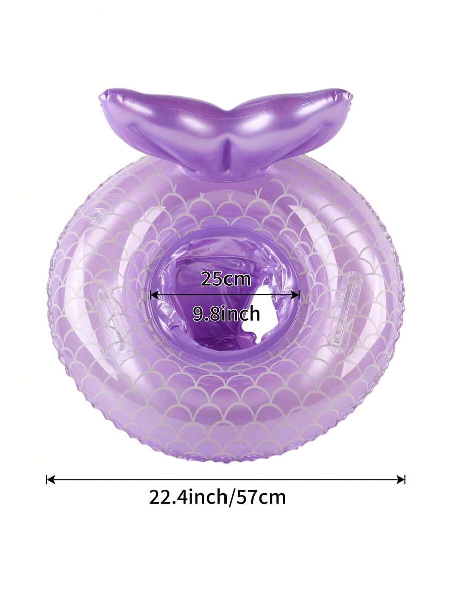 1pc Inflatable Mermaid Tail Swimming Ring With Backrest And Armpit ...
