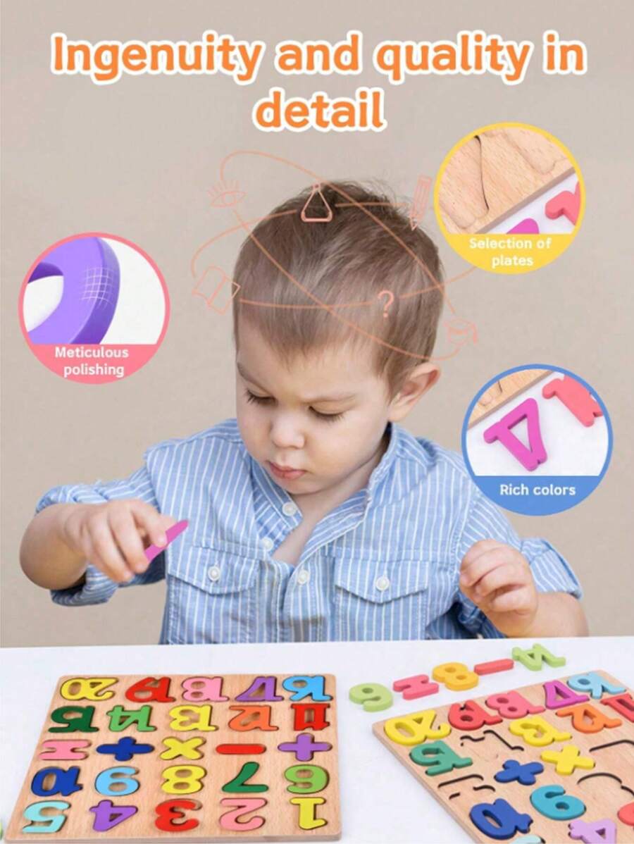 1pc Wooden Puzzle Blocks-Number Shape Shape Wooden Puzzle Board Game ...