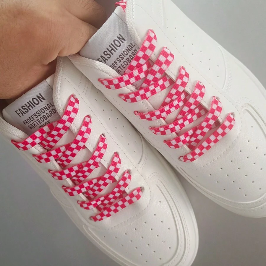 1pair Checkerboard Pattern Shoe Laces, DIY Laces For Sneakers, Casual ...