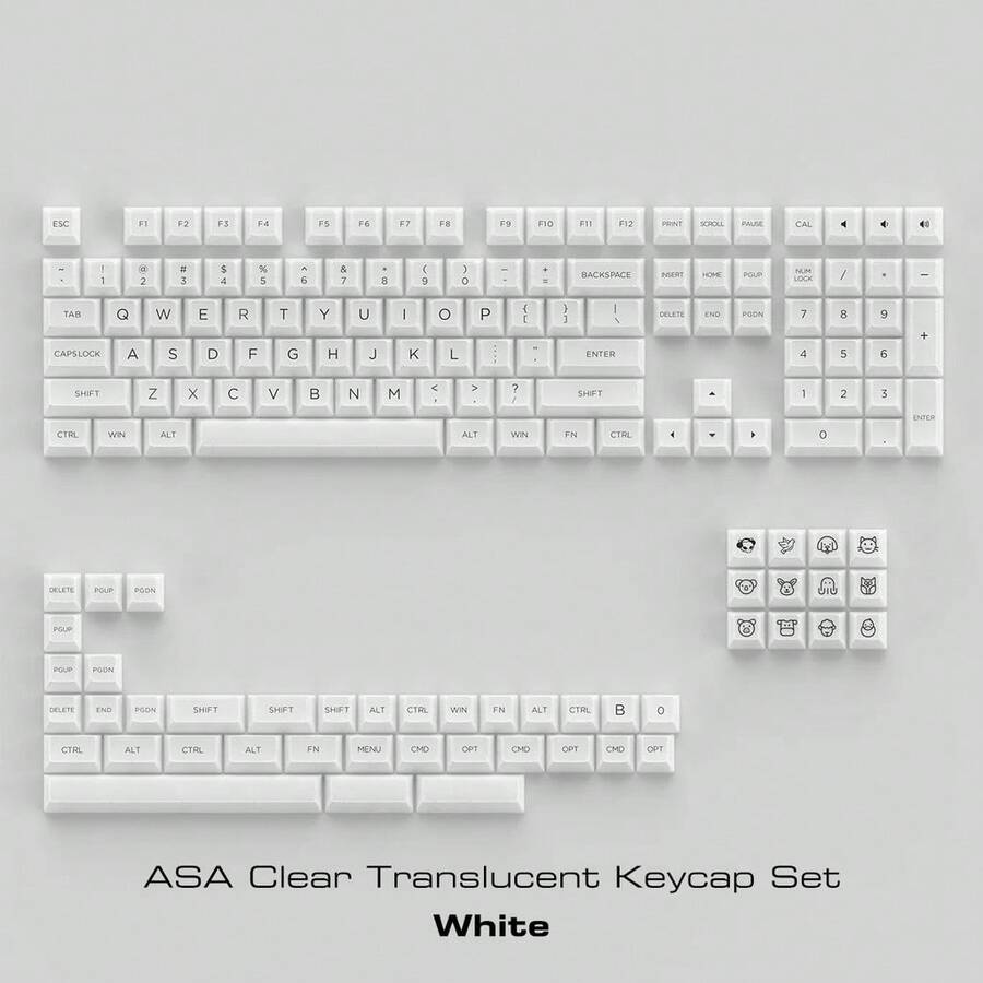 Akko ASA Clear Keycap Set 155-Key Transparent Backlit Keycaps For ANSI ...
