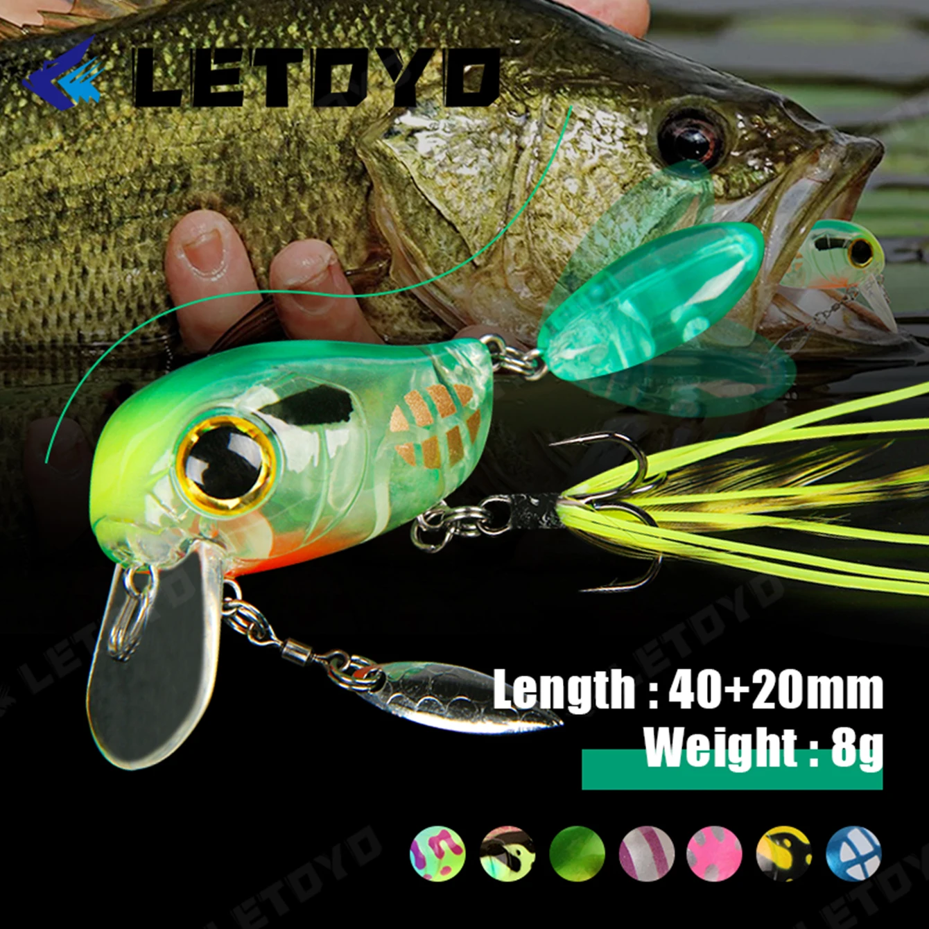 LETOYO LETOYO 8g Crank Bait With Rotating Sequins, Floating Artificial ...