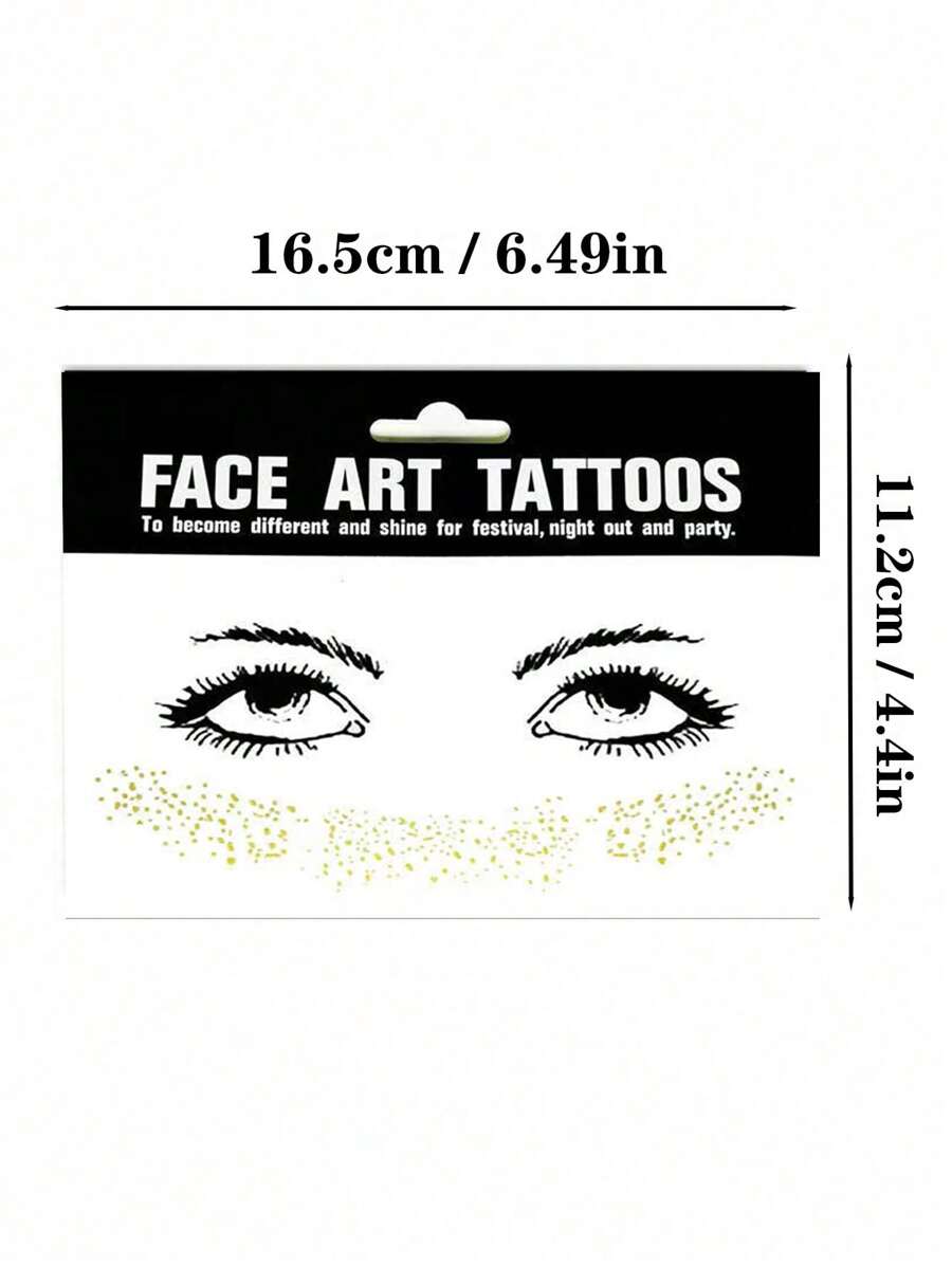 1pc Temporary Waterproof Face Tattoo Sticker, Gold Glitter Tattoo For ...