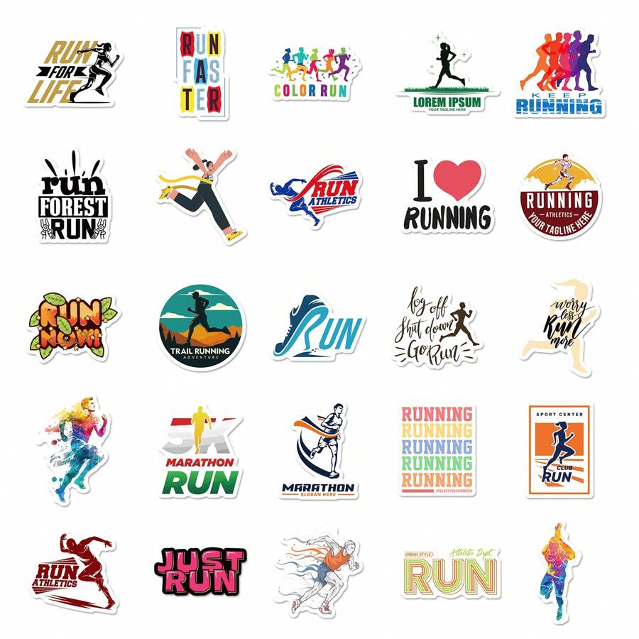 50Pcs Running Stickers For Water Bottles, Cool Sports Motivational ...