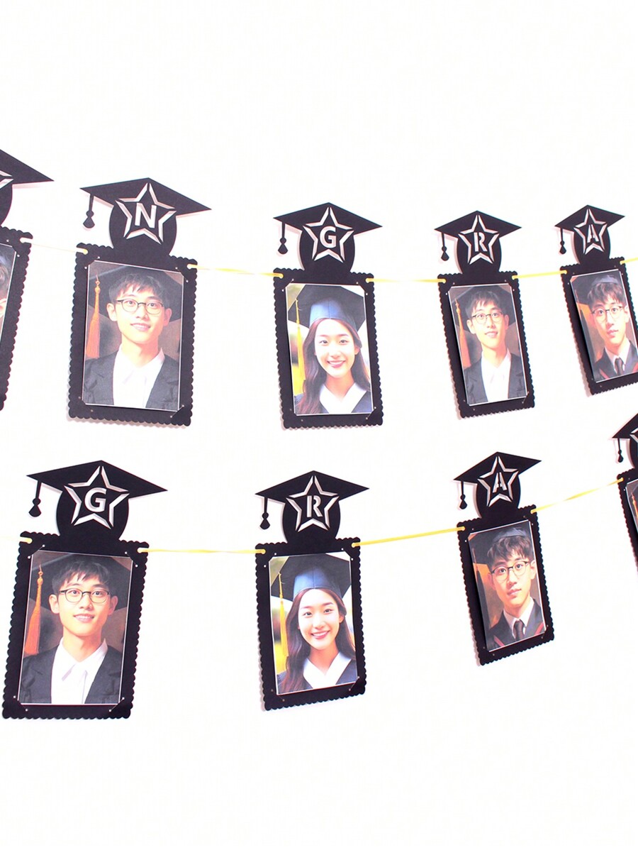1pc-2024 Graduation Photo Banner, Black Congrats Grad Banner ...