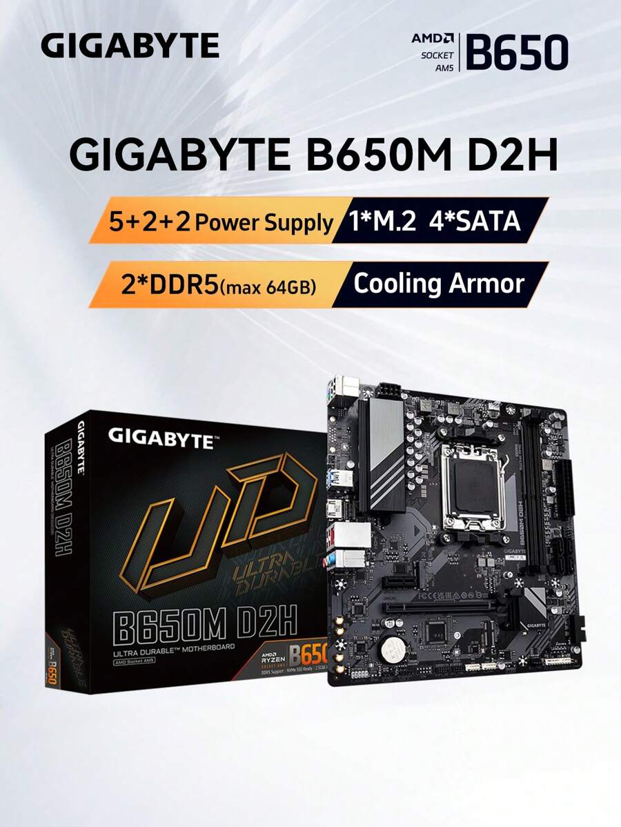GIGABYTE GIGABYTE B650M D2H Motherboard AMD AM5 Zen 4, DDR5, PCIe 4.0 ...