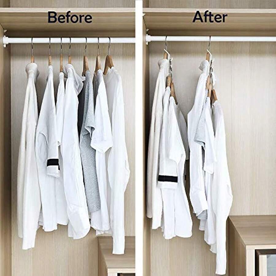 4Pcs Space Saving Hangers For Clothes - Heavy Duty Plastic Hanger ...