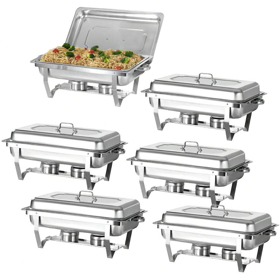 Chafing Dish Buffet Set 2/4/5/6/8/10 Pack 8QT Stainless Steel Food ...