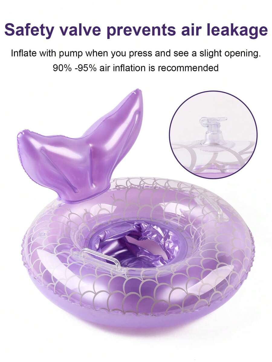 1pc Inflatable Mermaid Tail Swimming Ring With Backrest And Armpit ...