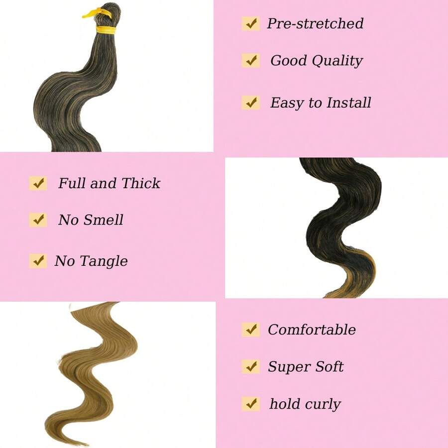 Body Wave Crochet Hair 1 Packs Synthetic Curly Braiding Hair Ocean Wave ...