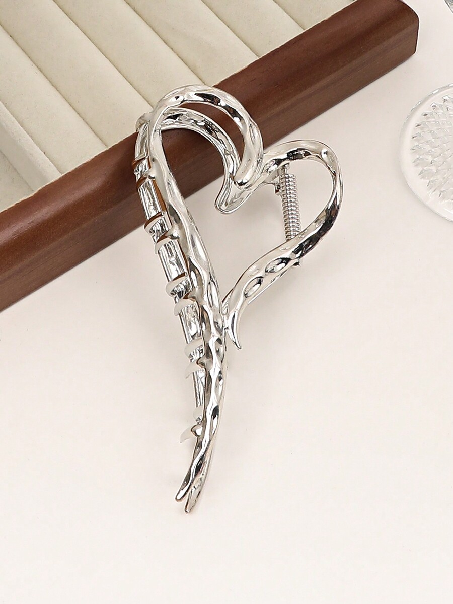 1pc Hollow Out Heart Shaped Metal Vintage Elegant Hair Claw For Thick ...