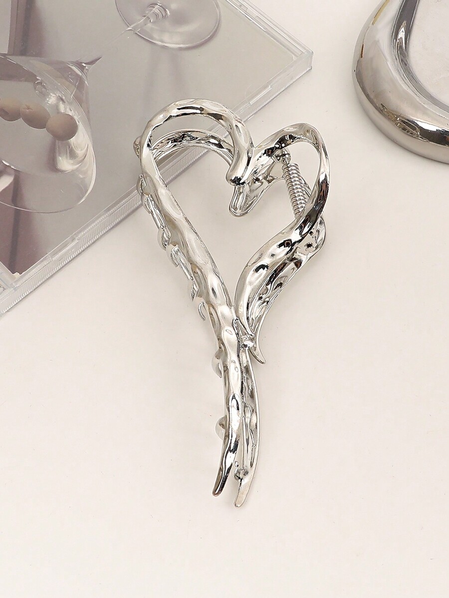 1pc Hollow Out Heart Shaped Metal Vintage Elegant Hair Claw For Thick ...