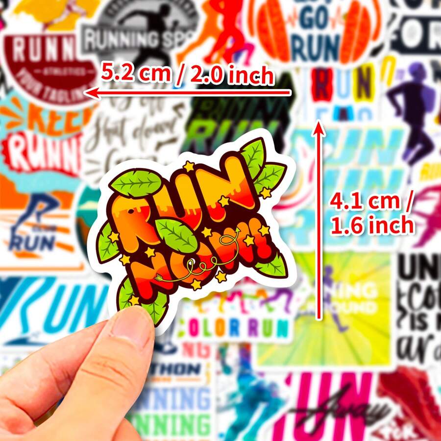 50Pcs Running Stickers For Water Bottles, Cool Sports Motivational ...