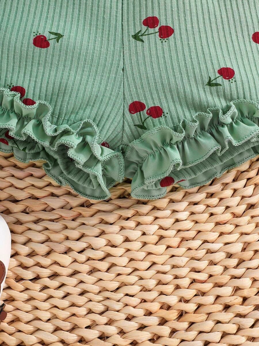 Baby Girls' Summer Cute Cherry Pattern Sleeveless Top With Casual ...